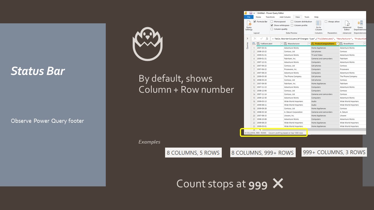 Status Bar and Profiling – BI2020.blog
