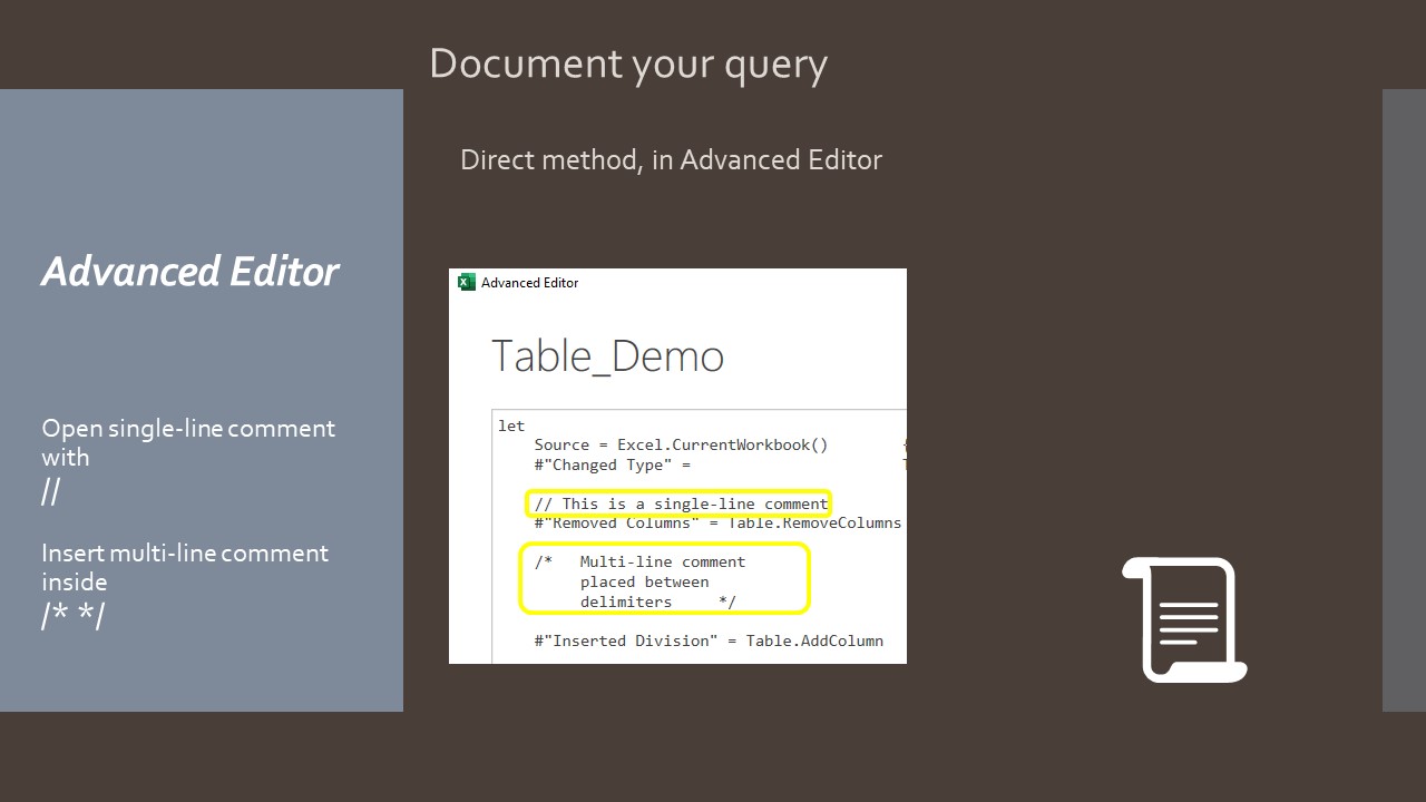 Commenting a query – BI2020.blog